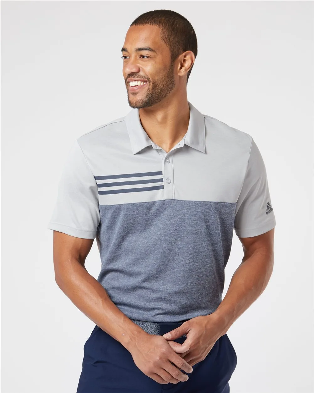 Delicate Patterns Adidas Men's Heathered Colorblock 3-Stripes Polo